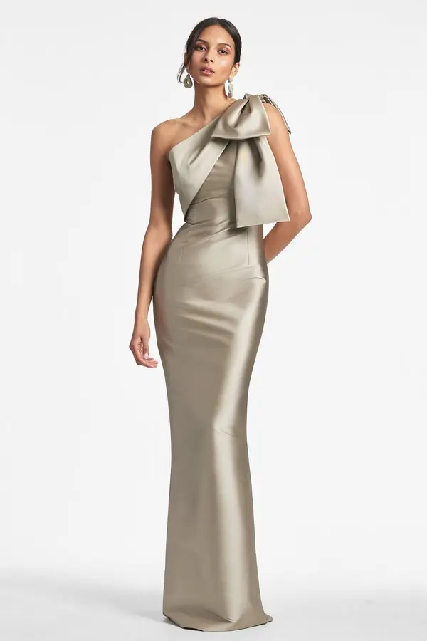Sachin & Babi Bonnie Column Gown - Pewter