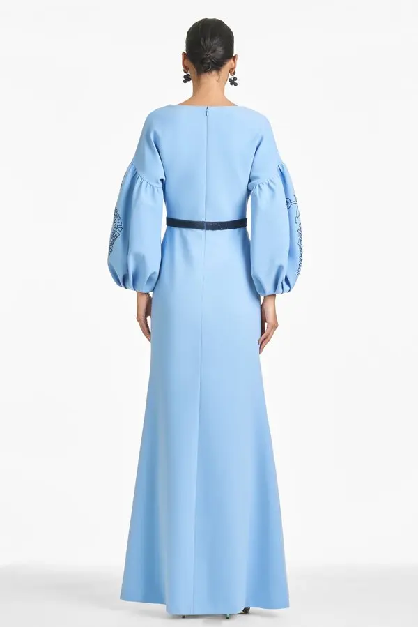 sachin and babi light blue dress Illusion Back Wedding Dresses