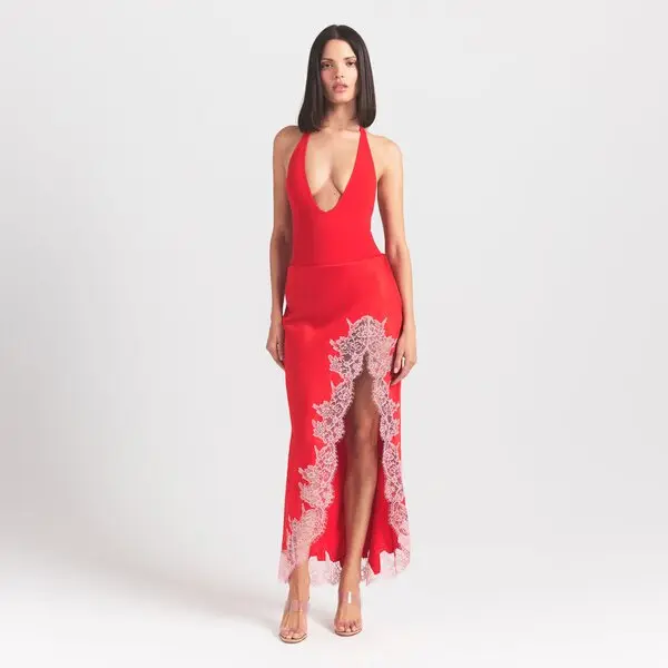 SKIMS Seamless Sculpt Deep Plunge Thong Bodysuit - Ruby