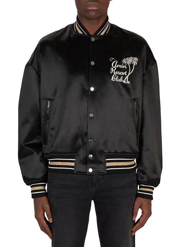 AMIRI アミリ スタジャン ブラックAmiri Resort Club AMIRI Men's Resort Club Souvenir Varsity Jacket in Black Amiri