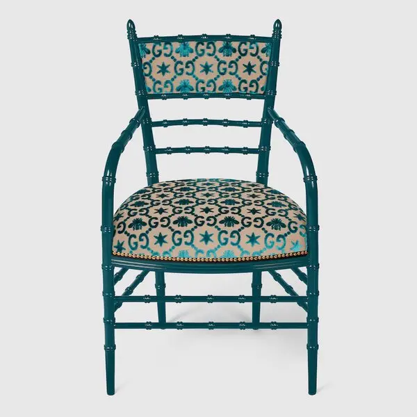 Gucci Chiavari Gg Bees Chair With Arm Rest - Blue | Editorialist