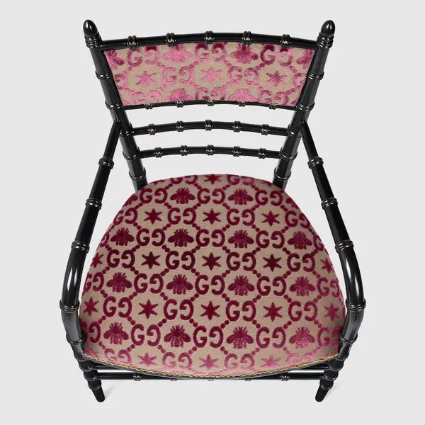 Gucci Chiavari Gg Bees Chair With Arm Rest - Grey | Editorialist