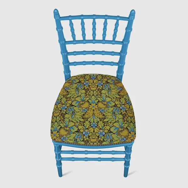 Gucci Chiavari Chair With Floral Fruit Jacquard - Blue | Editorialist