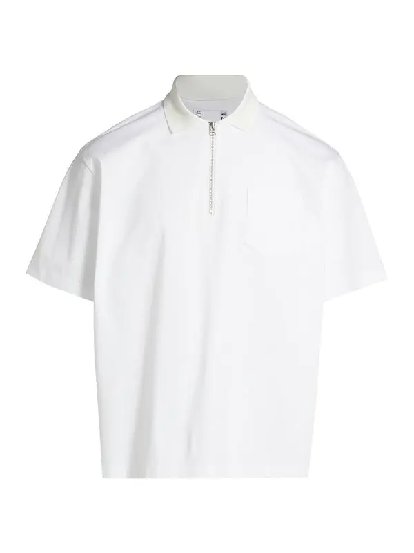 Sacai Cotton Jersey Polo Shirt White Editorialist