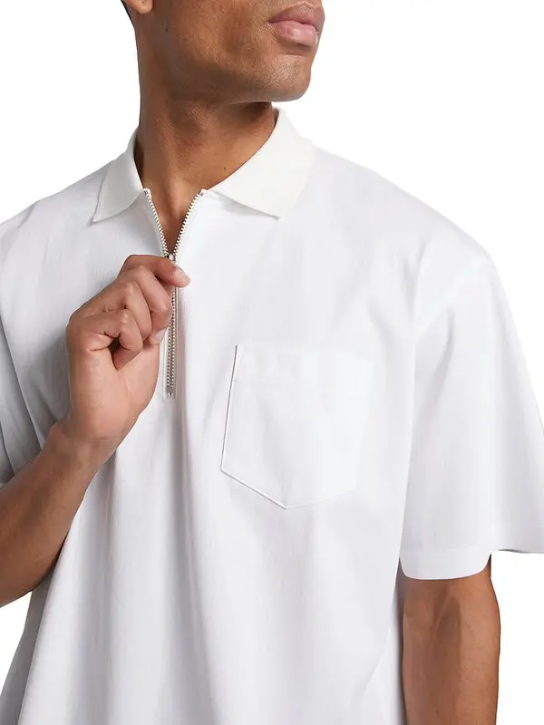 Sacai Cotton Jersey Polo Shirt - White | Editorialist