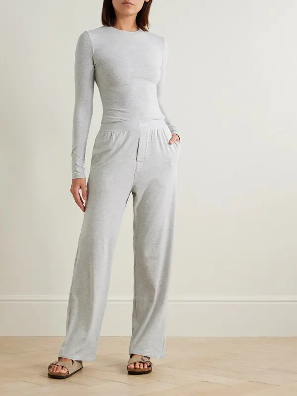 SKIMS Boyfriend Stretch-modal And Cotton-blend Jersey Track Pants