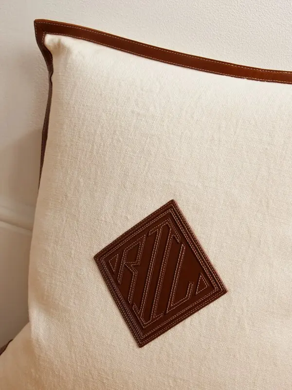 Ralph Lauren Moore Leather-trimmed Linen Cushion