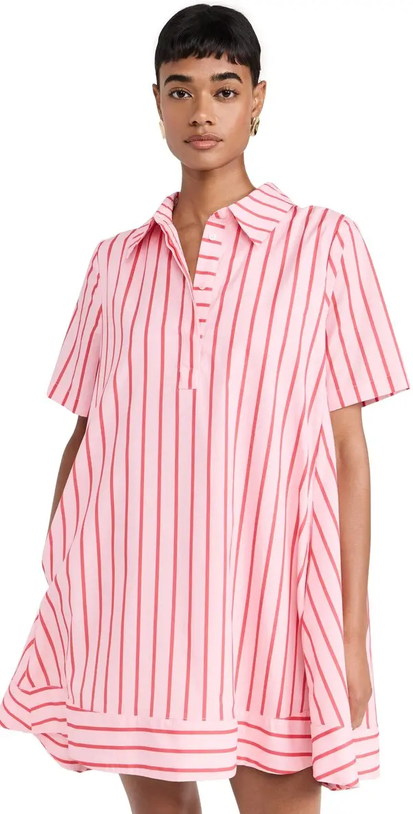 English Factory Striped A-line Shirt Dress