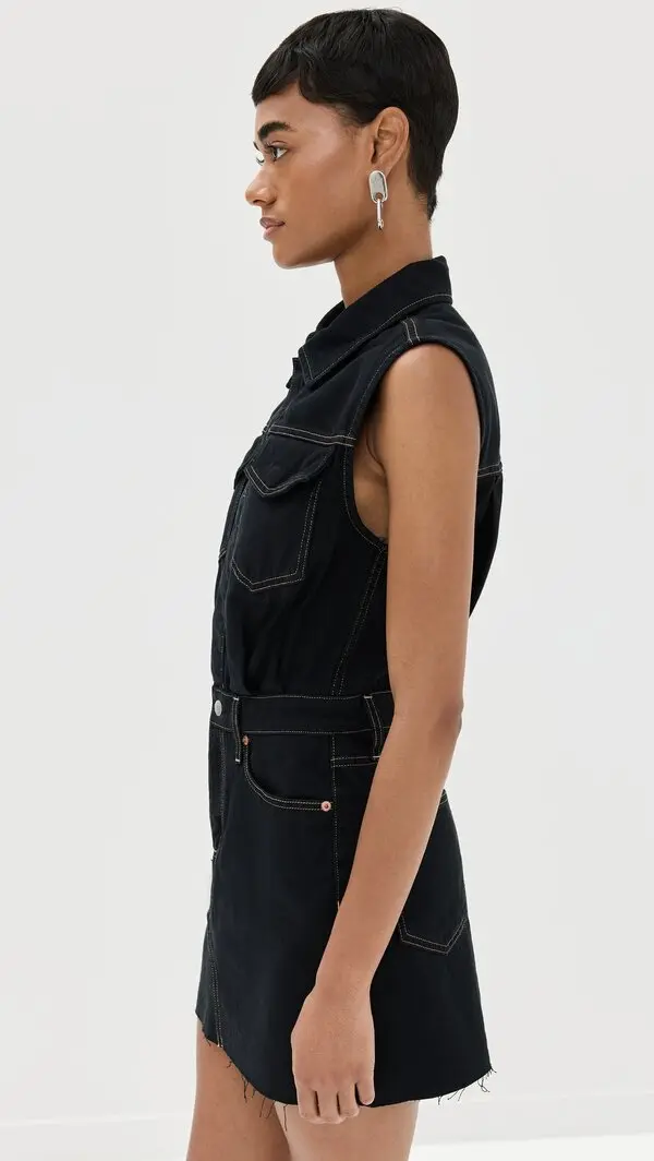 pistola black denim dress Pistola: Nina Long Sleeve Mini Dress -Station