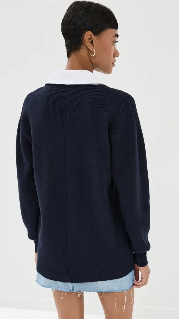 Staud Knit Sweater With Shirting Trim