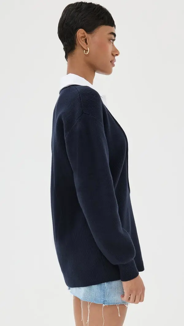 Staud Knit Sweater With Shirting Trim