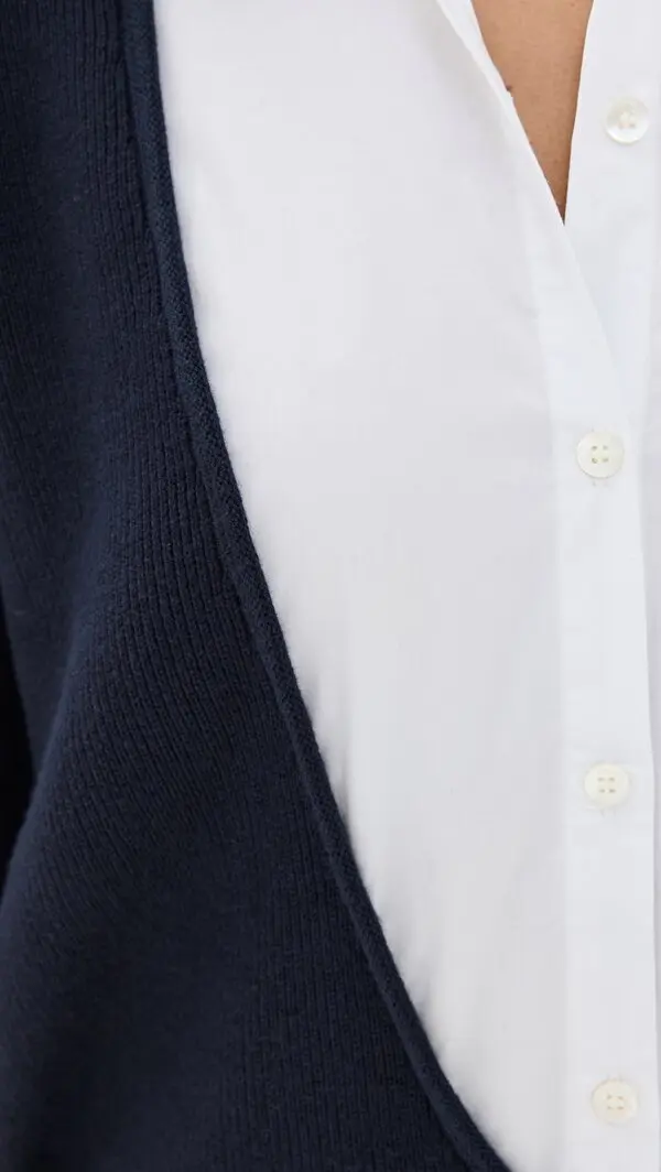 Staud Knit Sweater With Shirting Trim