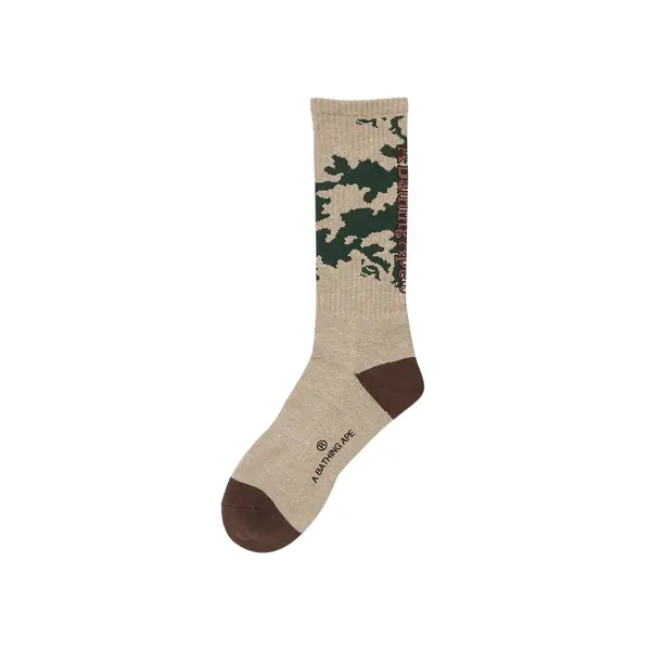 A BATHING APE Woodland Camo Crew Socks - Green