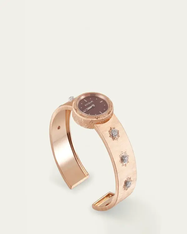 Buccellati Macri 18k Diamond, And Agate Bangle Watch