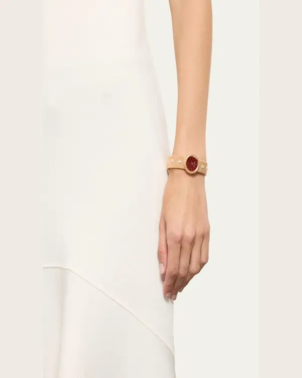 Buccellati Macri 18k Diamond, And Agate Bangle Watch