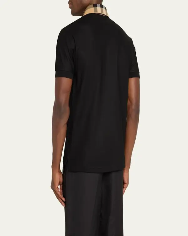 Burberry Cody Check-collar Polo Shirt - Black