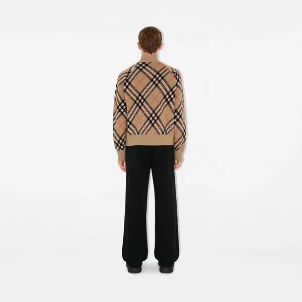 Burberry Check Wool Mohair Blend Zip-up Jacket