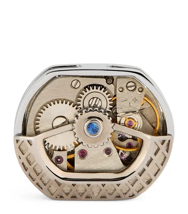 Tateossian Rhodium-plated Sterling And Sapphire Skeleton Pin