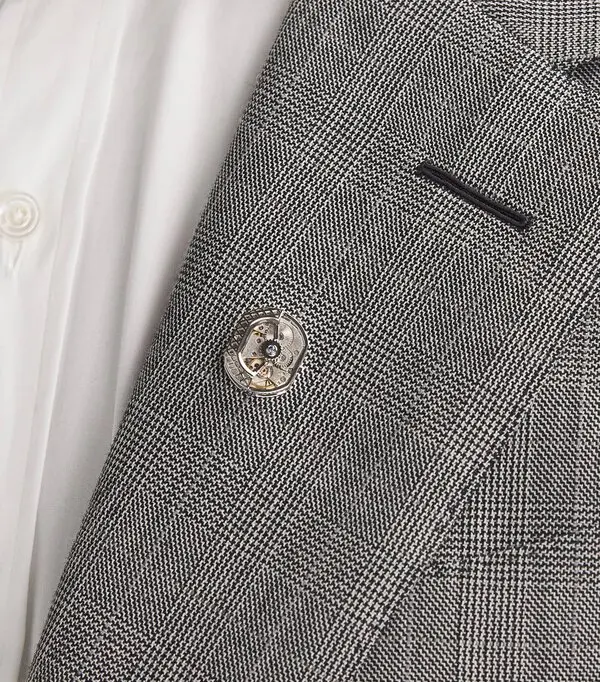 Tateossian Rhodium-plated Sterling And Sapphire Skeleton Pin