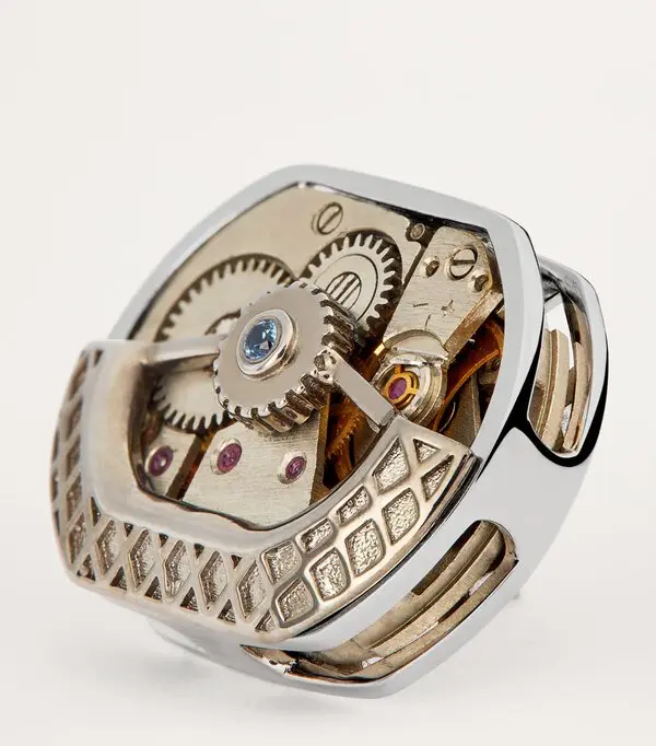 Tateossian Rhodium-plated Sterling And Sapphire Skeleton Pin