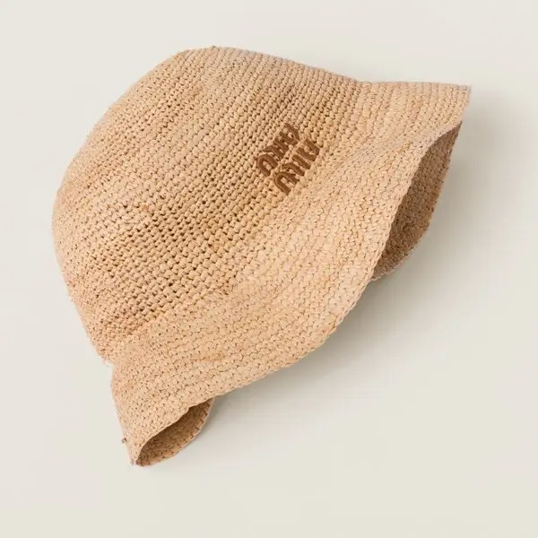 Miu Miu Tan Woven Fabric Bucket Hat Miu Miu Woven Bucket Hat - Beige/Cognac | Editorialist main image 4