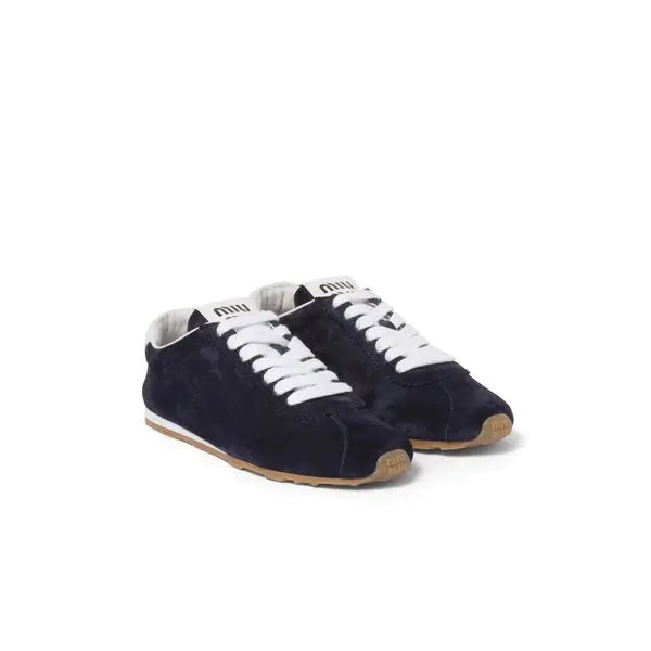 Miu Miu Plume Suede Sneakers - Navy