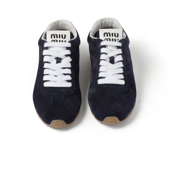 Miu Miu Plume Suede Sneakers - Navy