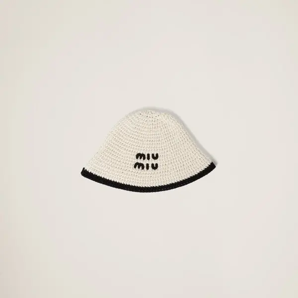 Miu Miu Crochet Hat - Ivory/Black | Editorialist