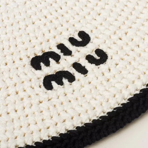 Miu Miu Crochet Hat - Ivory/Black | Editorialist
