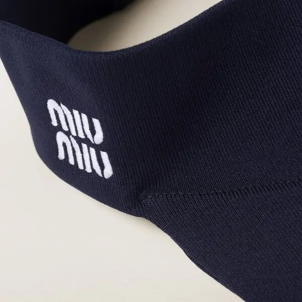 Miu Miu Dark Blue navy Visor with Drawstring Pouch Miu Miu | Accessories | Miu Miu Dark Blue Navy Visor With  main image 2