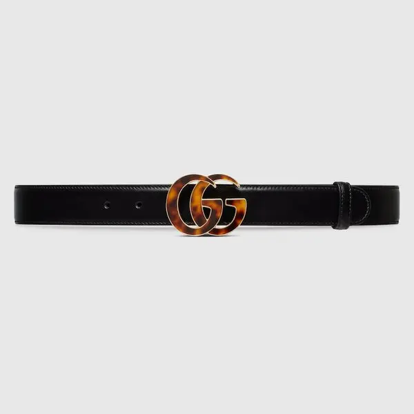 Iconic Gucci GG Marmont Black Leather Belt, Gold Hardware GG Marmont belt with shiny buckle in black leather | GUCCI® US main image 3