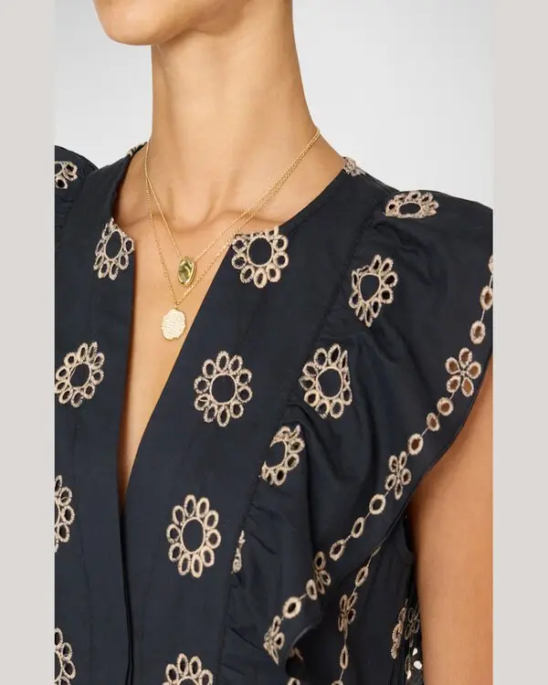 Brochu Walker Aurora Eyelet-Embroidered Cotton Midi Dress - Blackbeige |  Editorialist