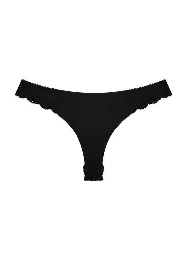 Fleur Du Mal Charlotte Lace Seamless Thong - Black