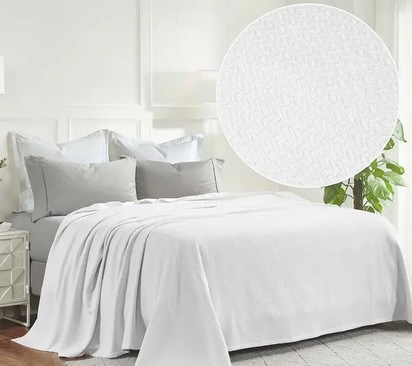 SUPERIOR Nobel Cotton Textured Chevron Woven Bl Anket, King - One-color