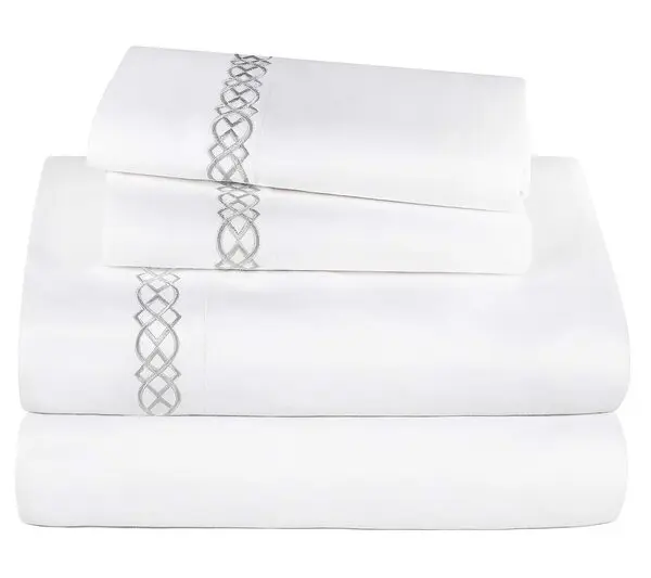 SUPERIOR Egyptian Cotton Embroidered Sheet Set, Queen