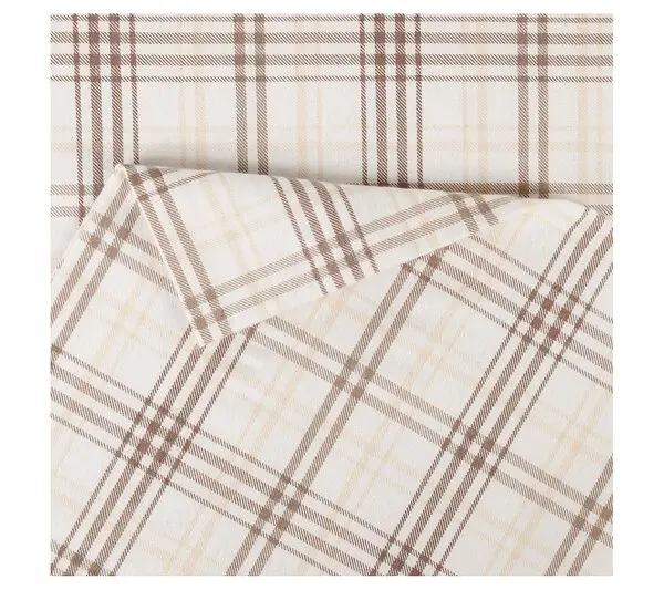 SUPERIOR Plaid Flannel Cotton Deep Pocket Sheet Set, Queen