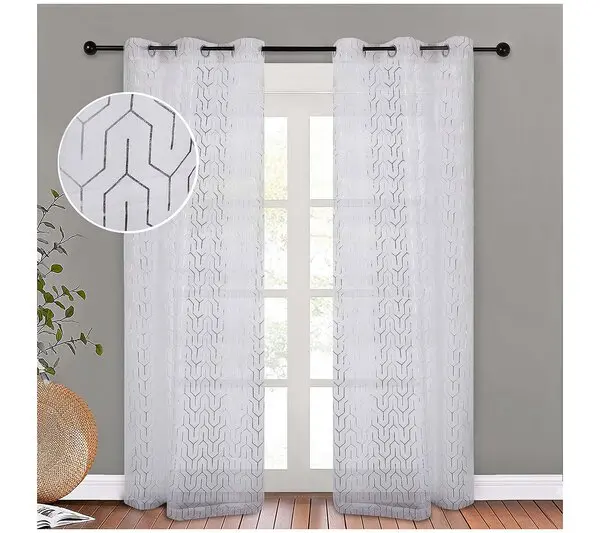 SUPERIOR Cormac Printed Sheer Curtain Panel Set, 42x96 - One-color