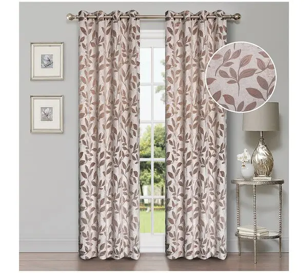 SUPERIOR Modern Leaves Blackout Curtain Panel S Et, 42x108 - One-color