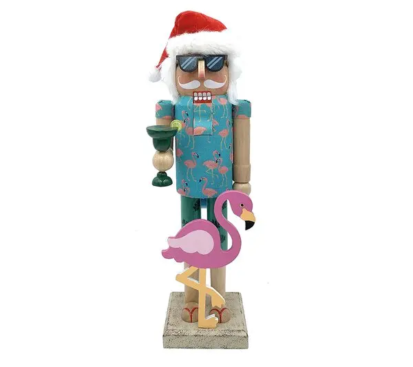 SANTA'S WORKSHOP 14' Flamingo Claus Nutcracker
