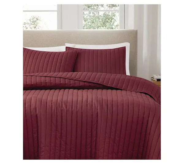 BROOKLYN LOOM Solid Cotton Percale King 3 Piece Quilt Set