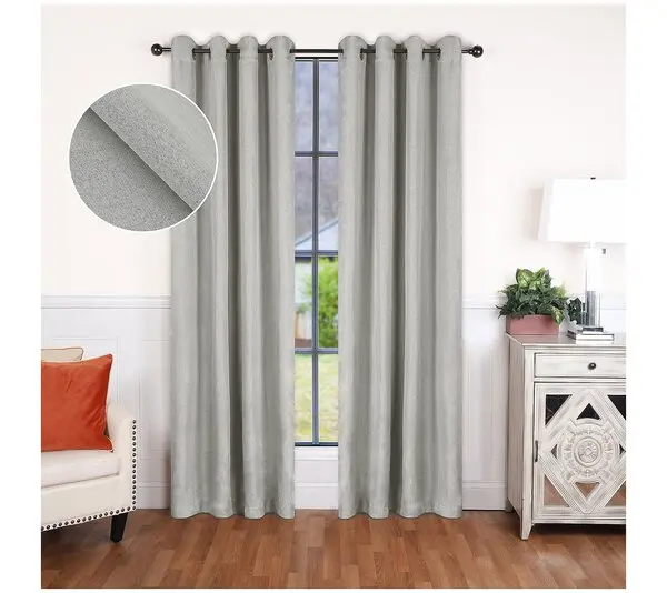SUPERIOR Linen Blackout Curtain Panel Set, 52x7 2 - One-color