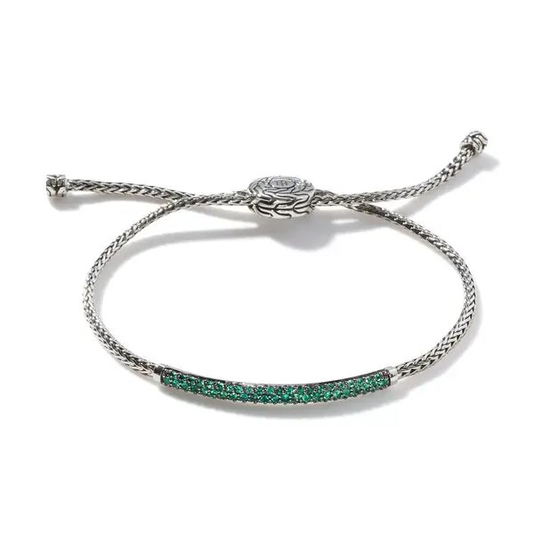 John Hardy Classic Chain Pull Through Pavé Station Bracelet
