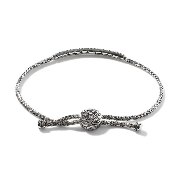 John Hardy Classic Chain Pull Through Pavé Station Bracelet