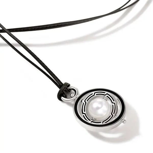 John Hardy Moon Door Necklace Leather, Pearl