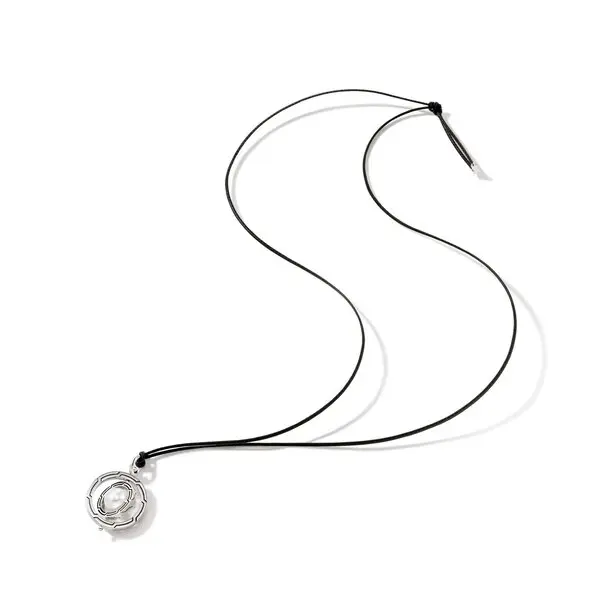John Hardy Moon Door Necklace Leather, Pearl