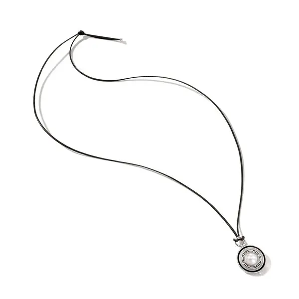 John Hardy Moon Door Necklace Leather, Pearl