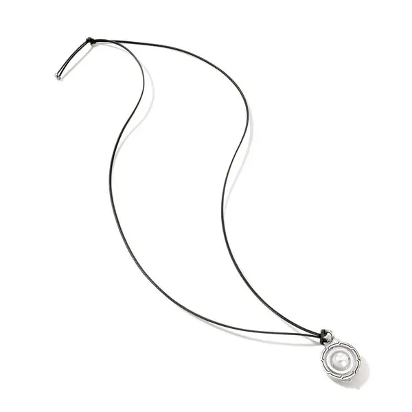 John Hardy Moon Door Necklace Leather, Pearl