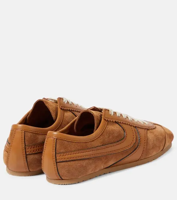 Dries Van Noten Leather And Suede Lace-up Sneakers - Neutrals