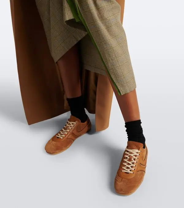 Dries Van Noten Leather And Suede Lace-up Sneakers - Neutrals