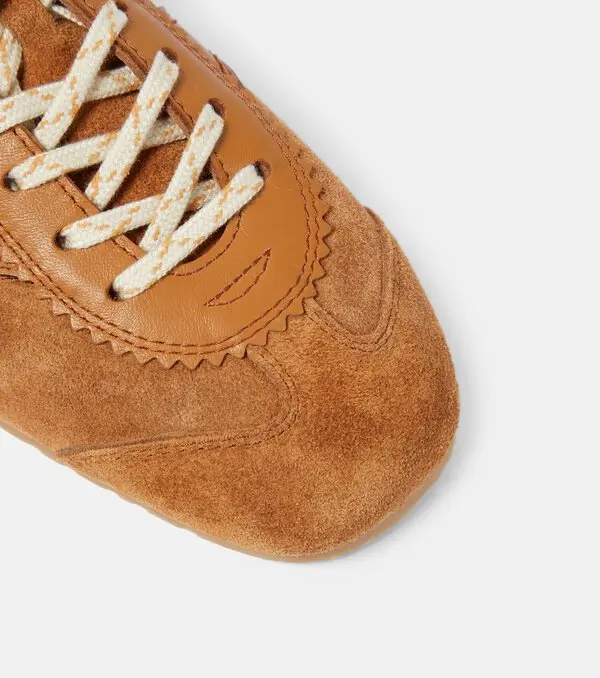 Dries Van Noten Leather And Suede Lace-up Sneakers - Neutrals